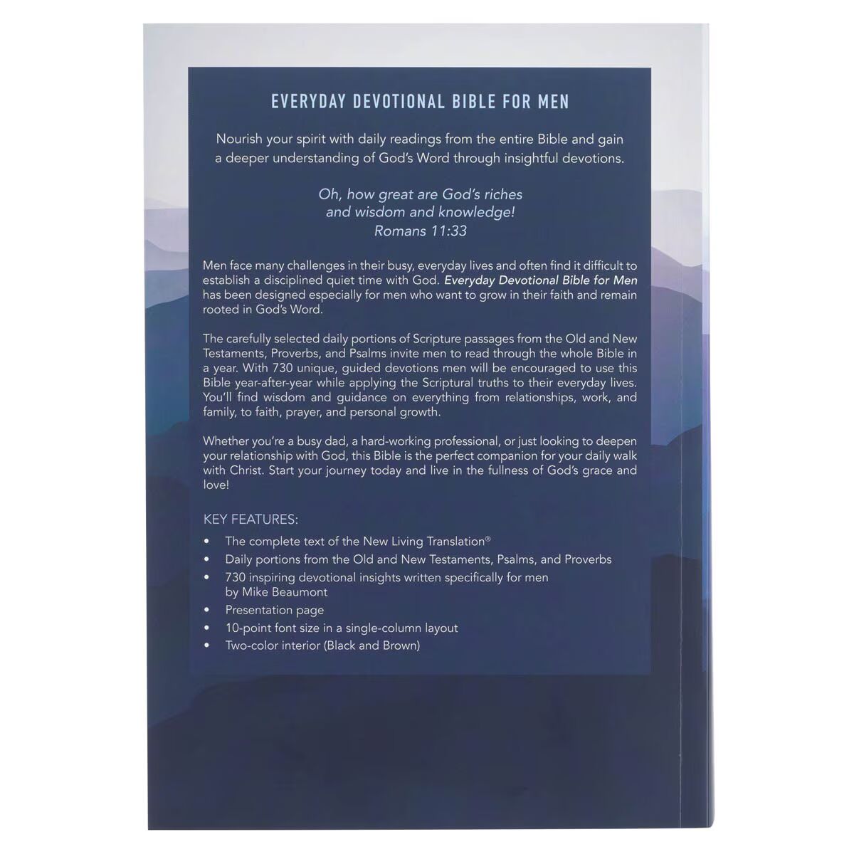 Blue Mountain Softcover NLT Everyday Devotional Bible for Men – Kards Plus