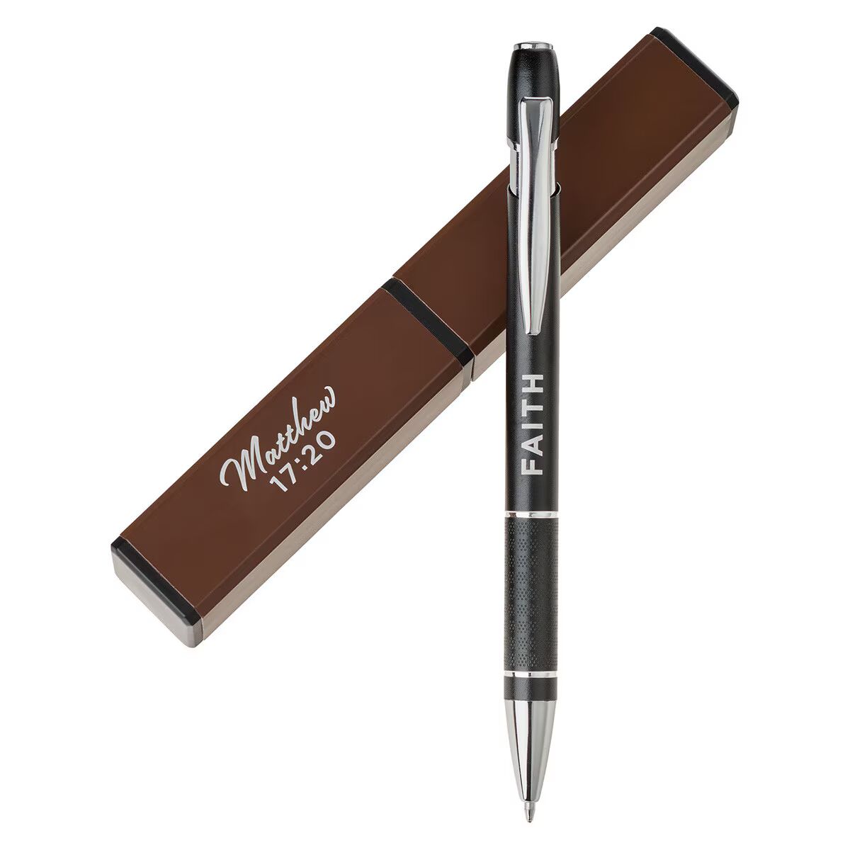 Faith – Matthew 17:20 Black and Brown Classic Gift Pen – Kards Plus
