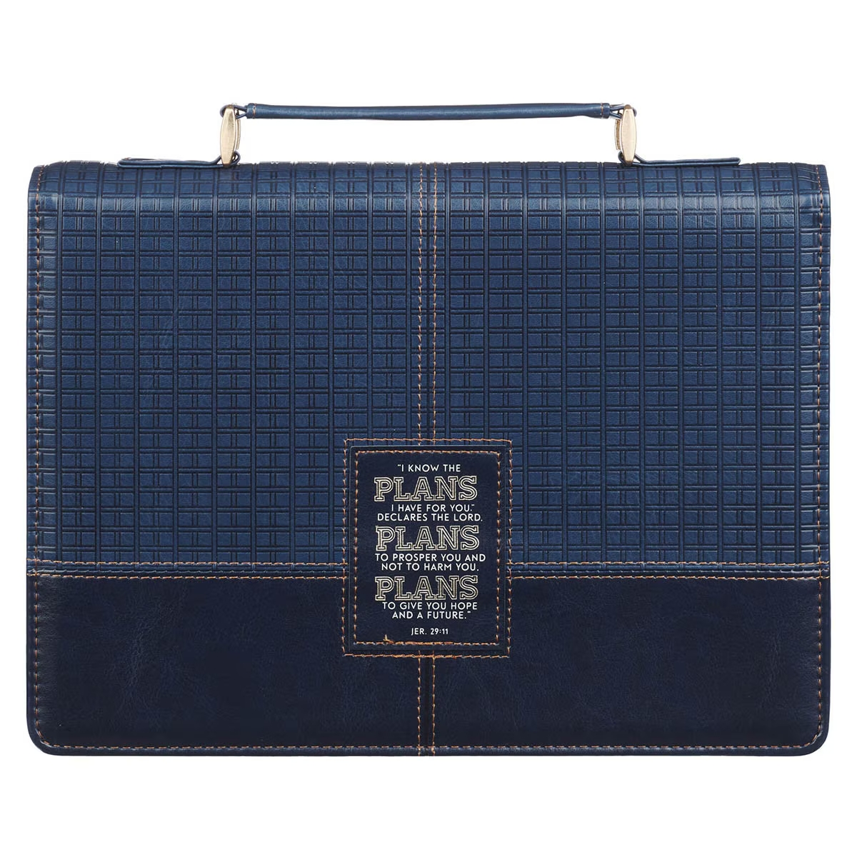 The Plans – Jeremiah 29:11 Modern Blue Grid Faux Leather Bible Case ...